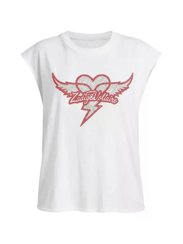 Zadig&Voltaire Rhinestone-embellished Cap-sleeve T-shirt - White