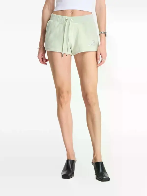 Sporty & Rich Rhinestone Embellished Track Shorts - Green