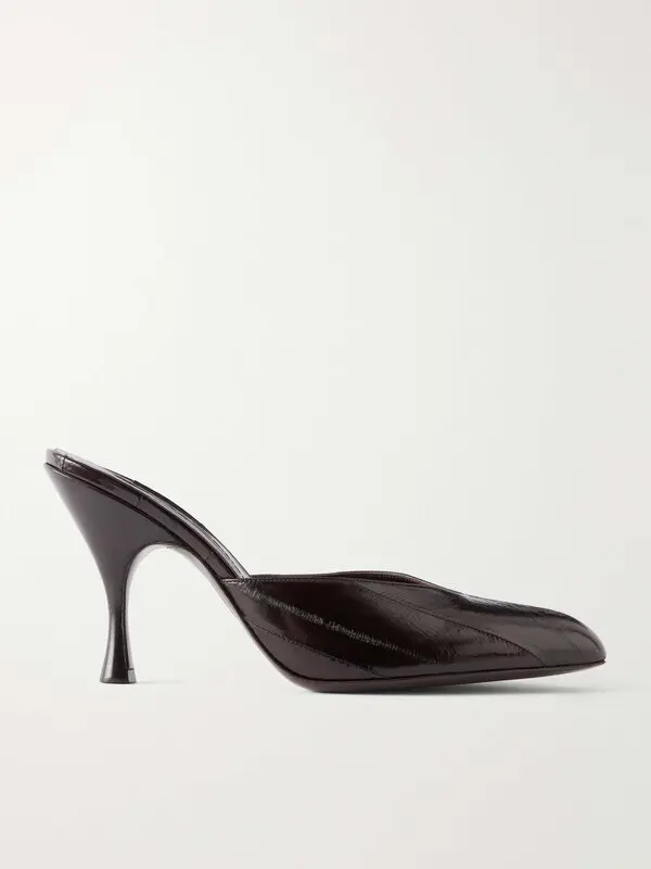 HERBERT LEVINE Textured-leather Pumps - Dark Brown