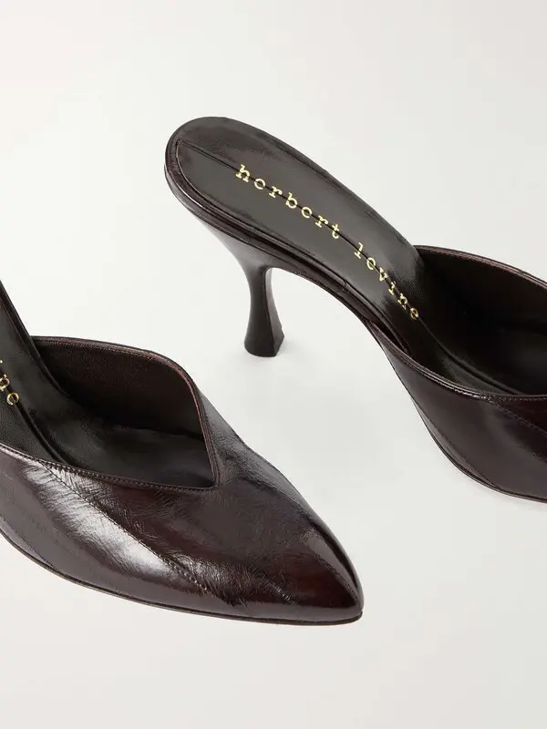 HERBERT LEVINE Textured-leather Pumps - Dark Brown