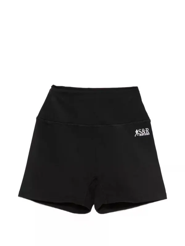 SPORTY & RICH Logo-print Cycling Shorts - Black