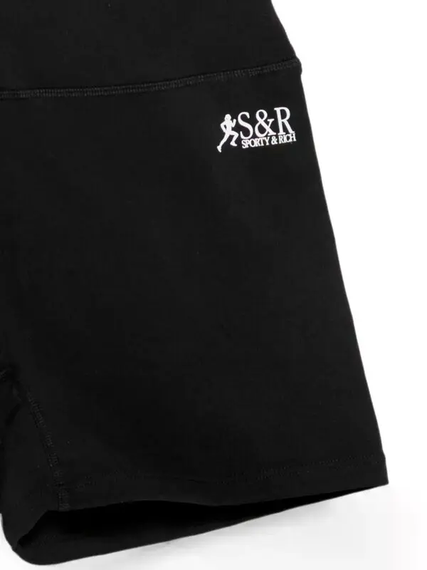 SPORTY & RICH Logo-print High-waisted Cycling Shorts
