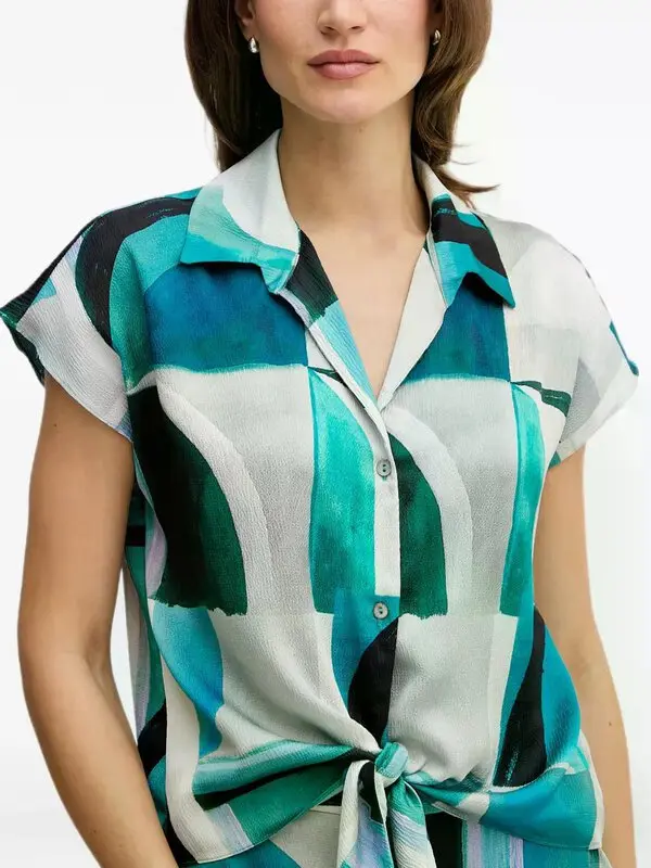 Joseph Ribkoff Abstract-print Tie-front Top