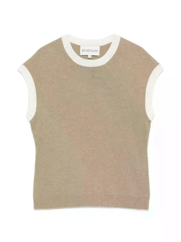 Eric Bompard Contrast Trim Short Sleeve Vest - Neutrals