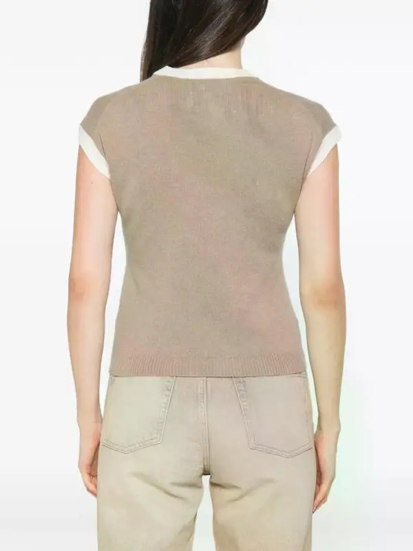 Eric Bompard Contrast Trim Short Sleeve Vest - Neutrals