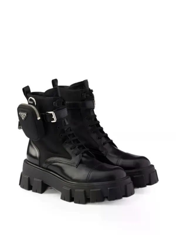 Prada Monolith Leather And Re-nylon Boots With Pouch