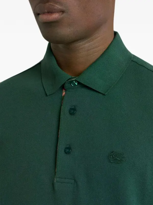 Etro Plain-coloured Cotton Polo Shirt With Printed Details