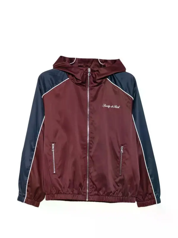 SPORTY & RICH Logo-embroidered Hooded Jacket - Red