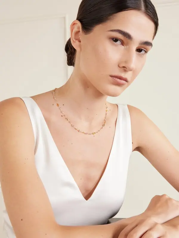 Jia Jia Chakra Beaded Necklace In 18k Yellow Gold And Sapphire
