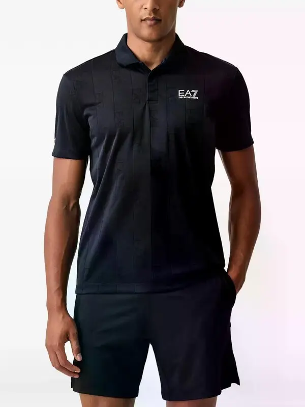 EA7 Golf Pro Logo-print Short-sleeve Polo Shirt - Blue