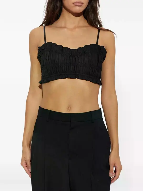 Michael Kors Ruched Crop Top - Black