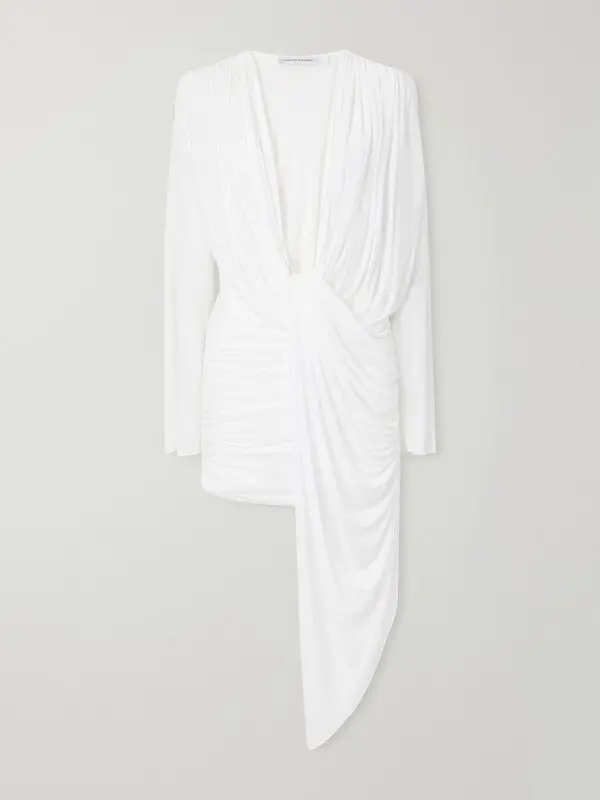 Christopher Esber Ripple Draped Jersey Mini Dress - White