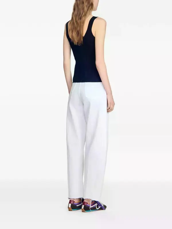 Sandro Ribbed-knit Contrast-placket Sweater