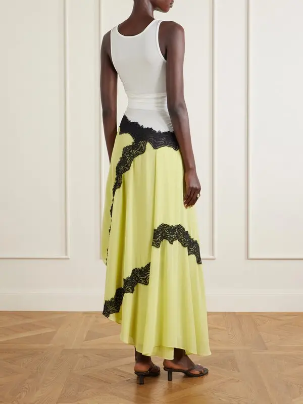 Christopher Esber Asymmetrical Lace-trimmed Ruched Stretch-jersey And Crepe Dress - Multi
