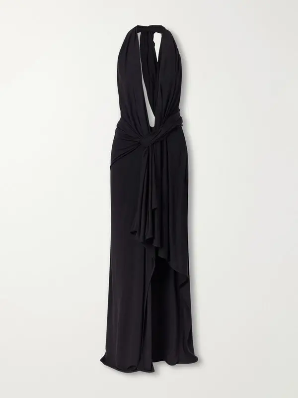 Christopher Esber Spire Cascade Twisted Jersey Gown - Black