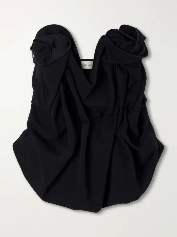 Magda Butrym Appliquéd Cropped Wool-blend Bustier Top