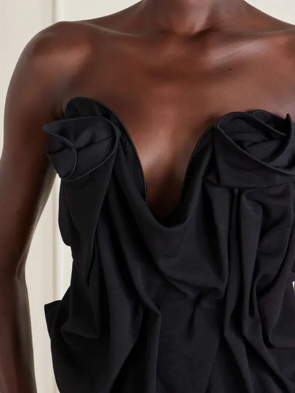 Magda Butrym Appliquéd Cropped Wool-blend Bustier Top