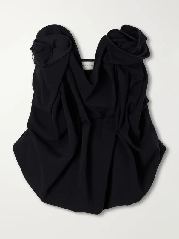 Magda Butrym Appliquéd Wool-blend Bustier Top - Black