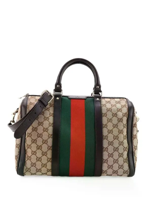 Gucci Vintage Web Gg Canvas Medium Satchel - Brown