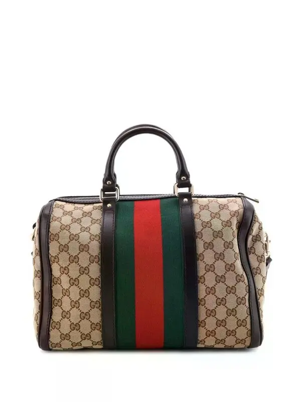 Gucci Vintage Web Gg Canvas Medium Satchel - Brown