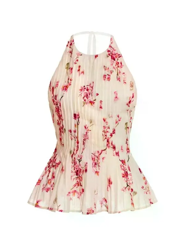 Agua Bendita Caña Floral-print Peplum Top - White