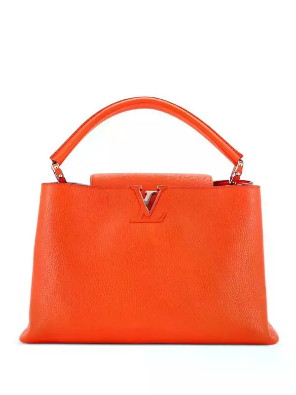 LOUIS VUITTON Capucines Leather Gm Satchel - Orange
