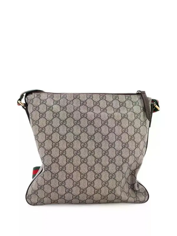 Gucci Courrier Zip Messenger Gg Coated Canvas With Applique Medium Crossbody Bag - Brown
