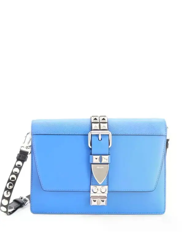 Prada Elektra Studded Leather Shoulder Bag - Blue