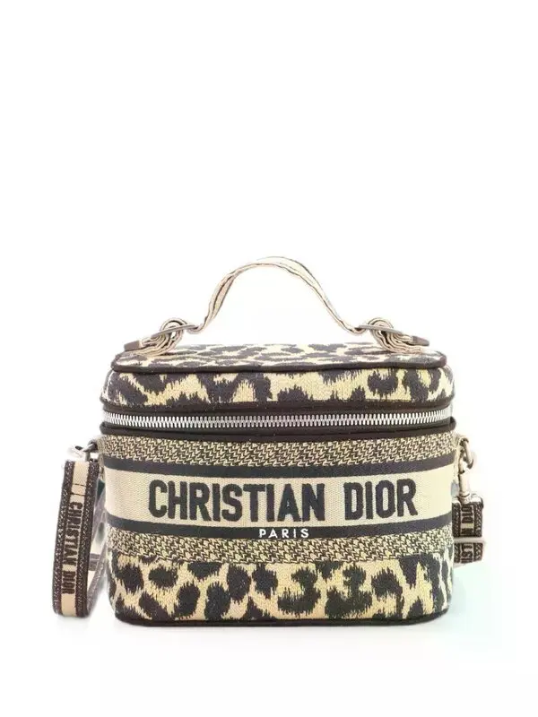 Dior Diortravel Convertible Vanity Case Mizza Embroidered Canvas Small Pouch - Brown