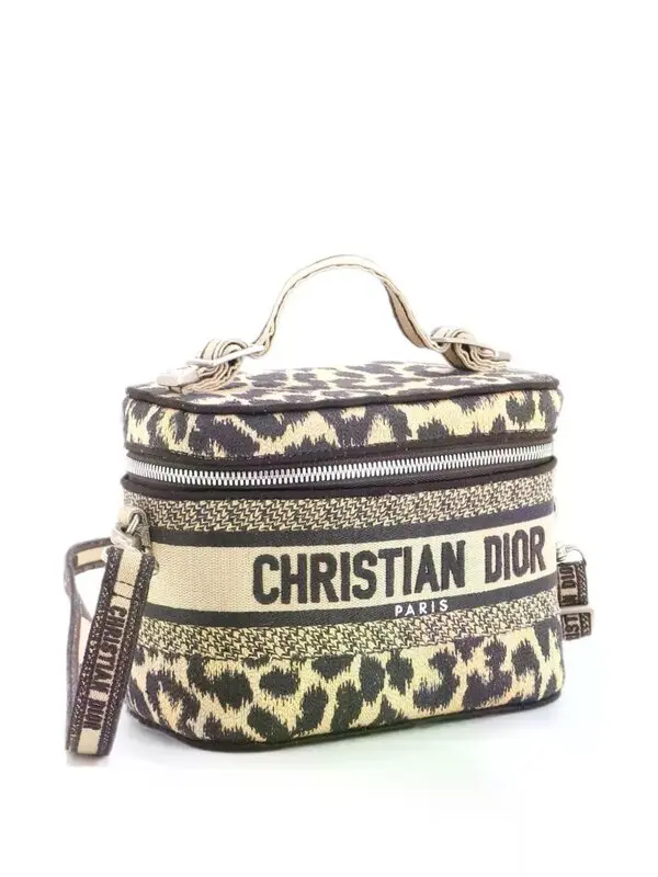Dior Diortravel Convertible Vanity Case Mizza Embroidered Canvas Small Pouch - Brown