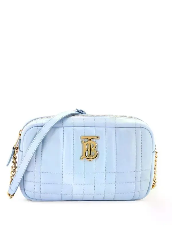 Burberry Lola Camera Bag Quilted Leather Small Shoulder Bag - Blue