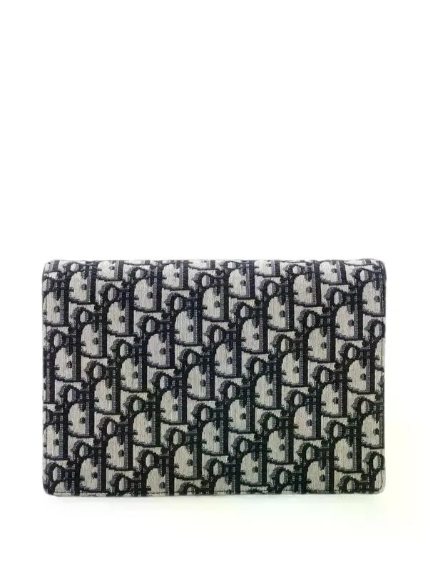 Dior Saddle Chain Oblique Canvas Clutch Bag - Blue