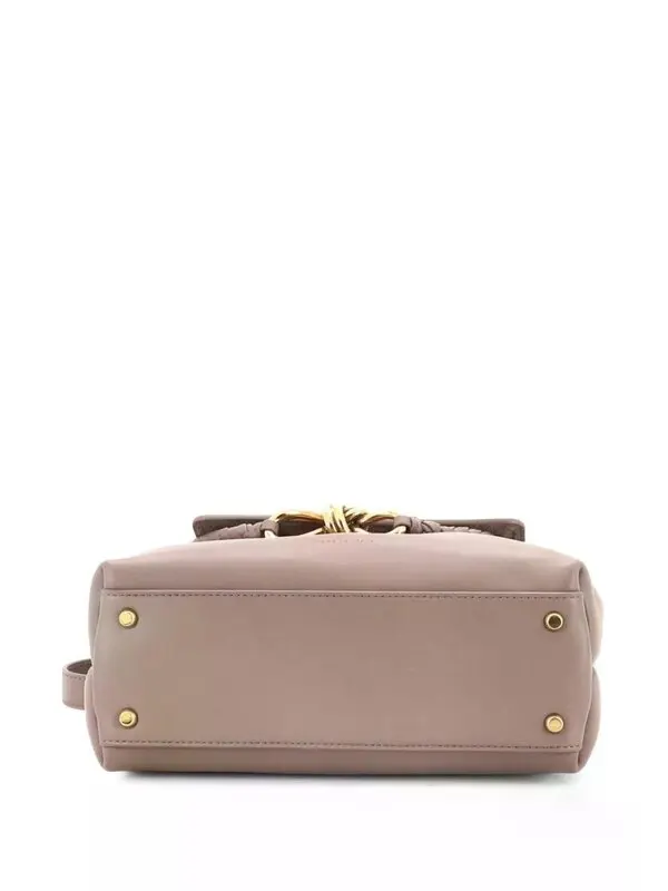 Bottega Veneta Ciao Ciao Leather Top Handle Bag With Intrecciato Detail - Grey