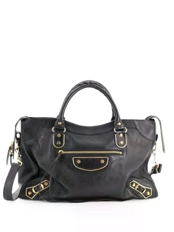 Balenciaga City Classic Metallic Edge Bag Leather Medium Satchel - Black