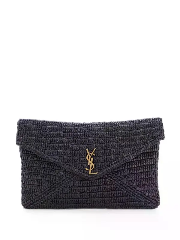 Saint Laurent Cassandre Envelope Raffia Large Clutch Bag
