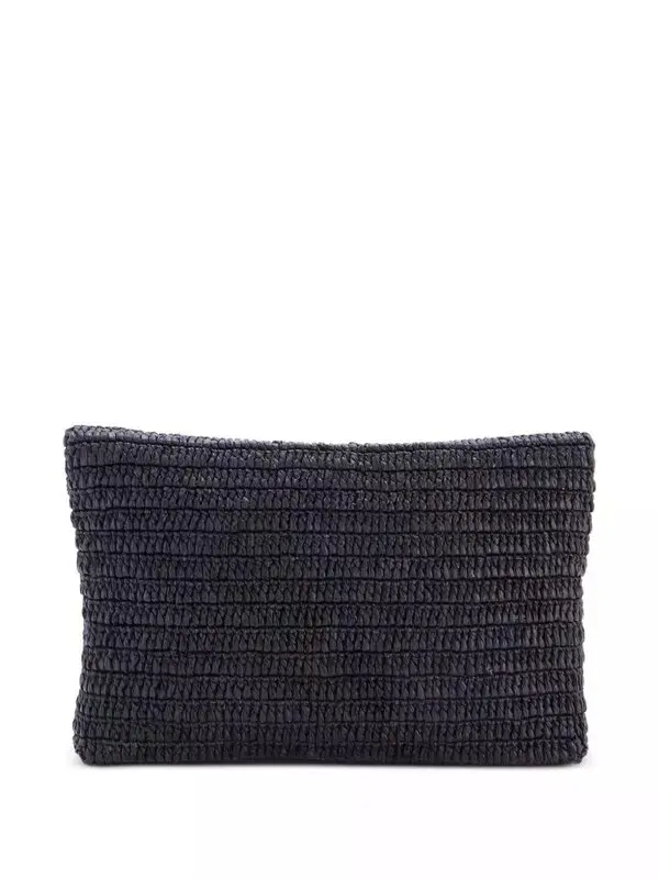 Saint Laurent Cassandre Envelope Raffia Clutch Bag - Black
