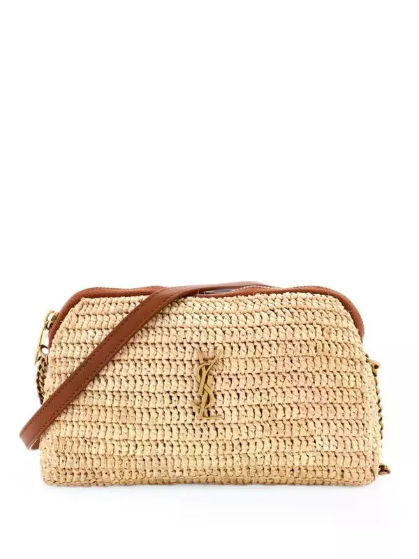 Saint Laurent Gaby Zipped Pouch Raffia Crossbody Bag
