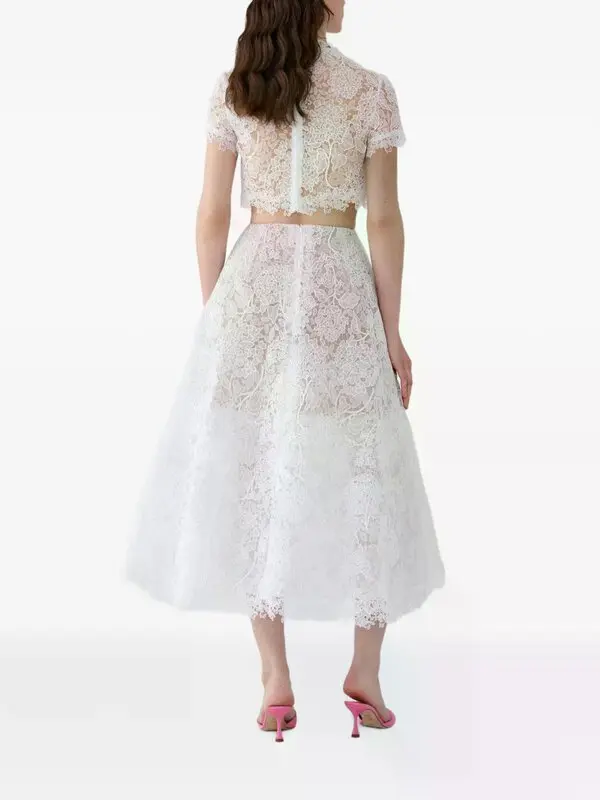 Carolina Herrera Hydrangea Lace Cropped Top