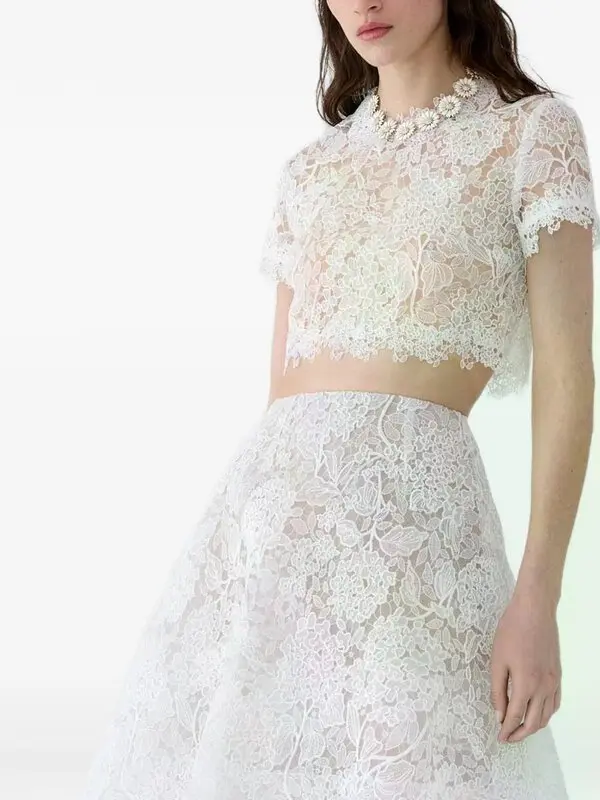 Carolina Herrera Hydrangea Lace Cropped Top
