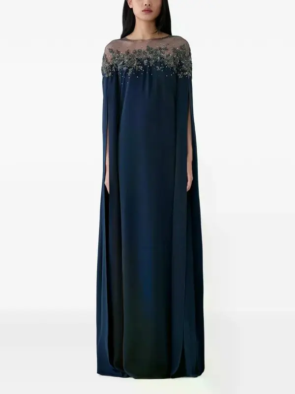 Carolina Herrera Embellished Cape Maxi Dress
