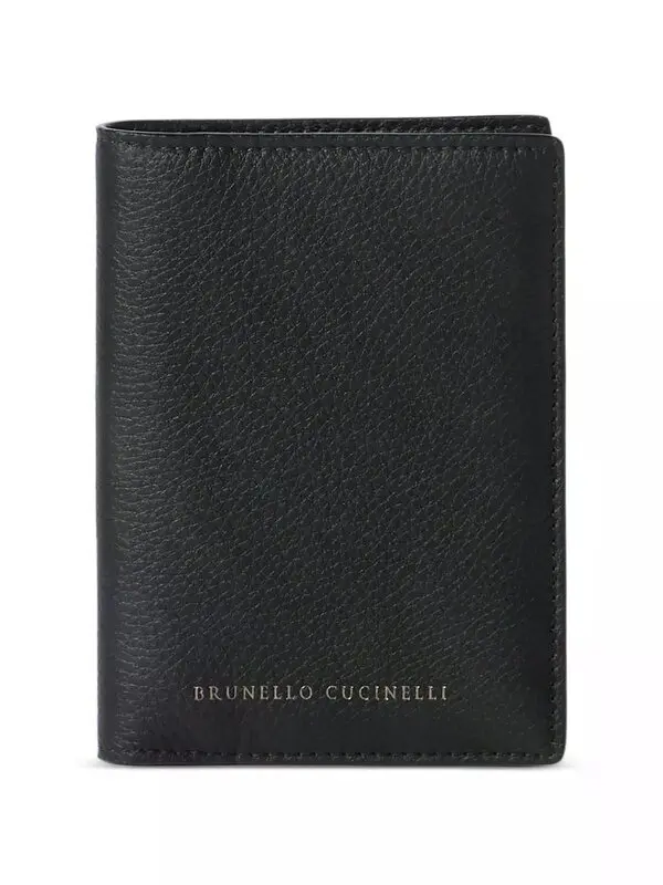 Brunello Cucinelli Grained Calfskin Passport Holder - Black