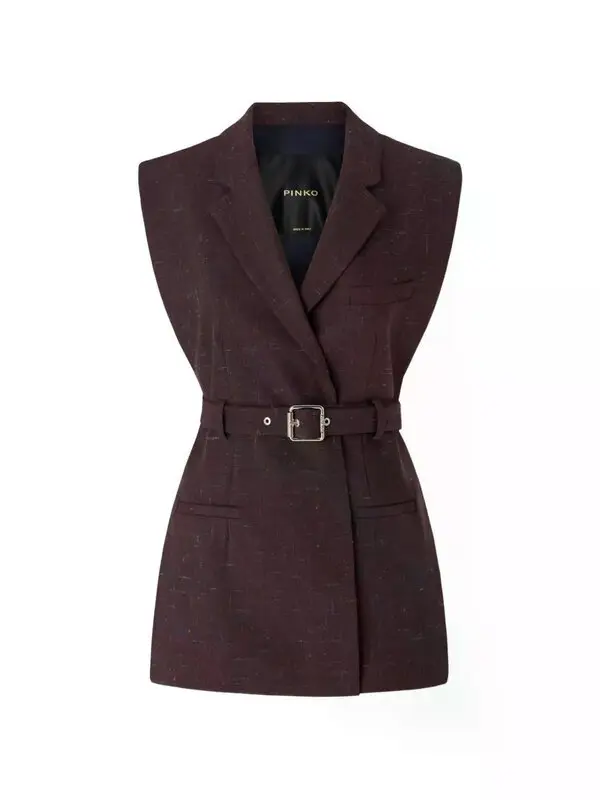 Pinko Belted Sleeveless Jacket With Notched Lapels