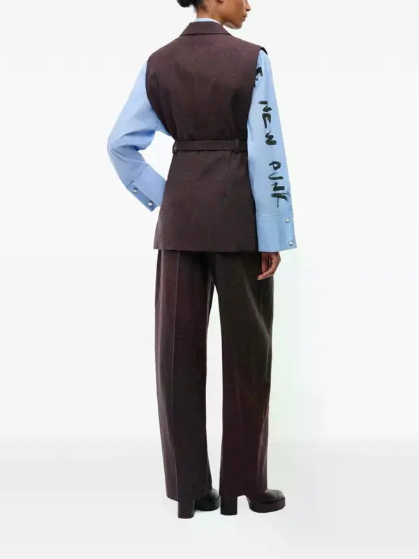 Pinko Belted Sleeveless Jacket With Notched Lapels