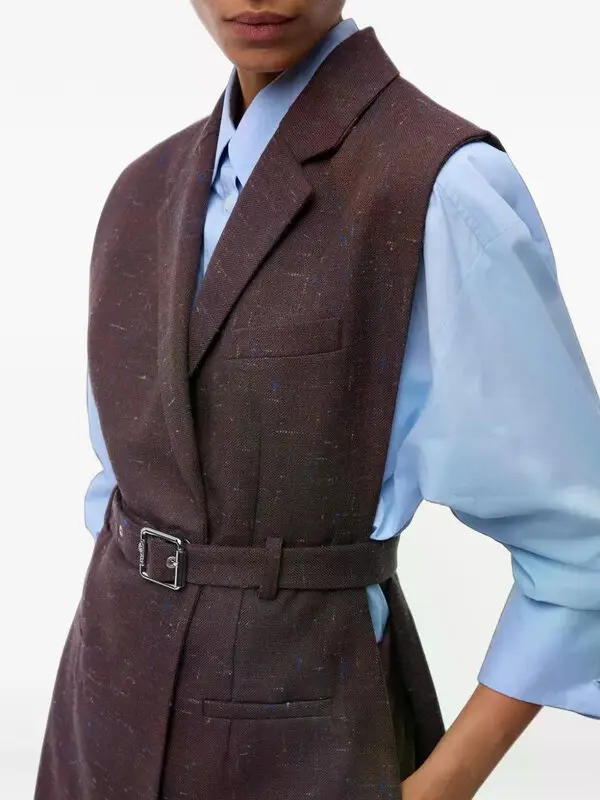 Pinko Belted Sleeveless Jacket With Notched Lapels