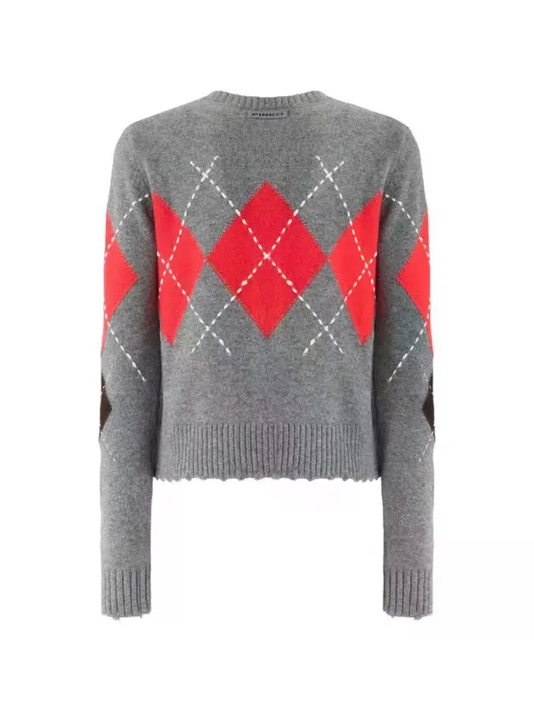Pinko Argyle-intarsia Button-up Cardigan