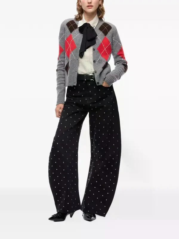 Pinko Argyle Intarsia Button-up Cardigan