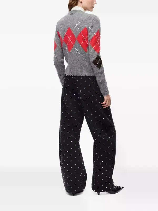 Pinko Argyle Intarsia Button-up Cardigan