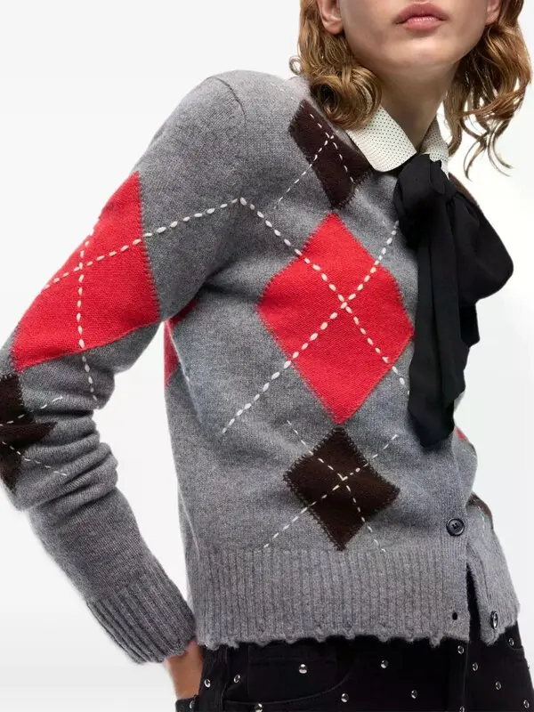 Pinko Argyle Intarsia Button-up Cardigan