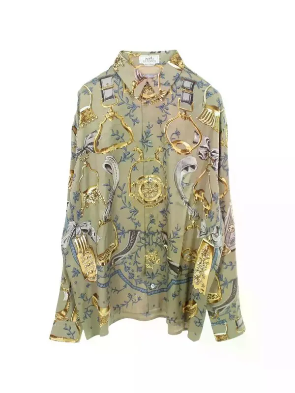 Hermès 2010s Etriers Silk Shirt - Green