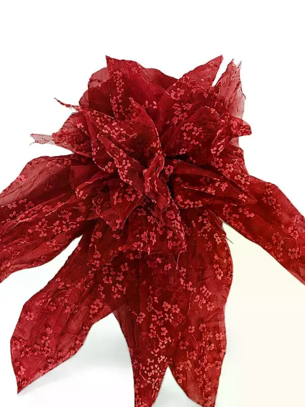 Alberta Ferretti Silk Floral Motif Brooch - Red